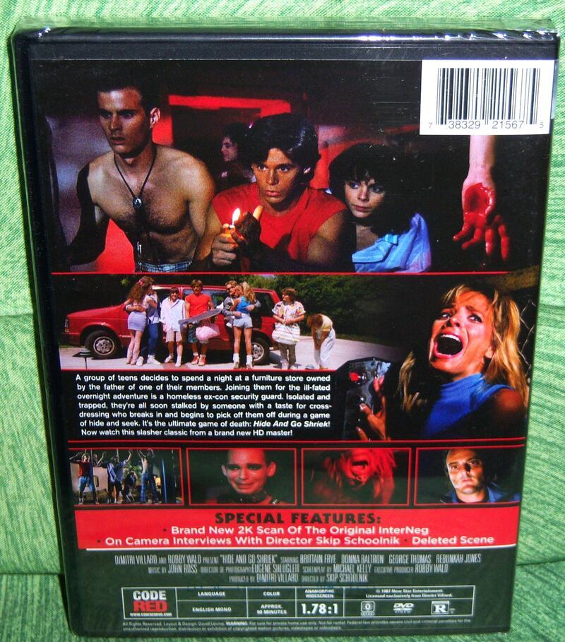 NEW RARE OOP CODE RED HIDE AND GO SHRIEK CULT SLASHER HORROR MOVIE DVD ...