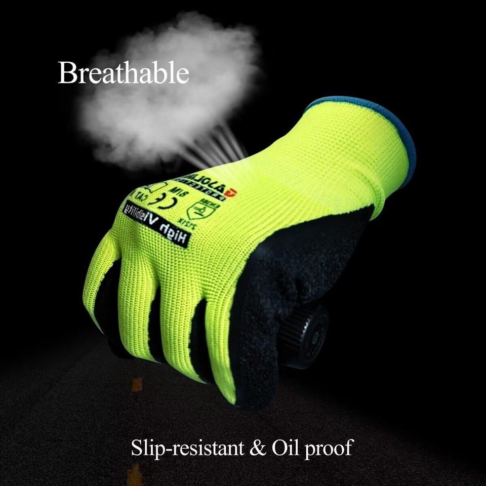 Gasoline 13Gauge Polyester Latex Crinkle Palm Dipped Yellow Gloves ...