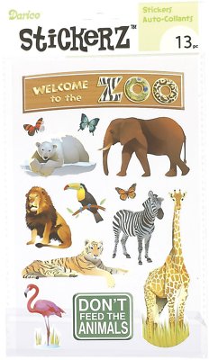 Zoo Animals Decals 13 Stickers Lion Zebra Tiger Bear Parrot Feed FAST ...