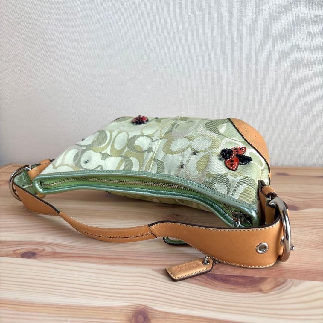 COACH Ladybug Limited Edition Signature Optic Hand Bag Green Used ...
