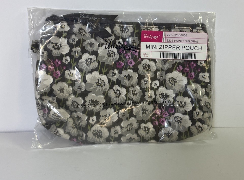 New Thirty-One Mini Zipper Pouch 323B Painted Floral | eBay