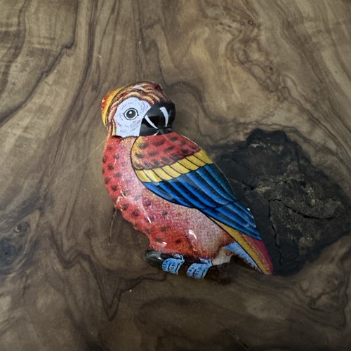 Vintage Japan Tin Litho Parrot Macaw Bird Pin Brooch Badge | eBay