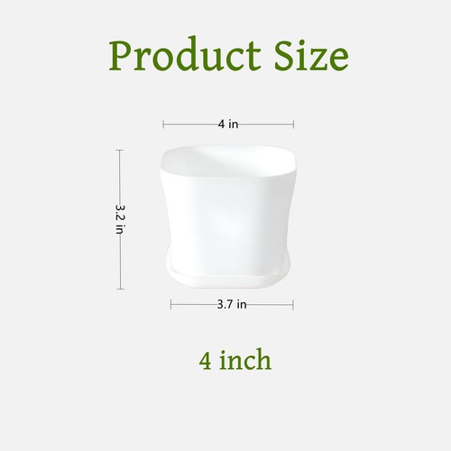 Small Pots for Plants 4 inch Plant Pot Indoor Square Mini Plastic ...