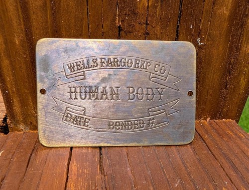 THICK BRASS HUMAN BODY CORPSE COFFIN TOE TAG WITH SPOT FOR DATE ...