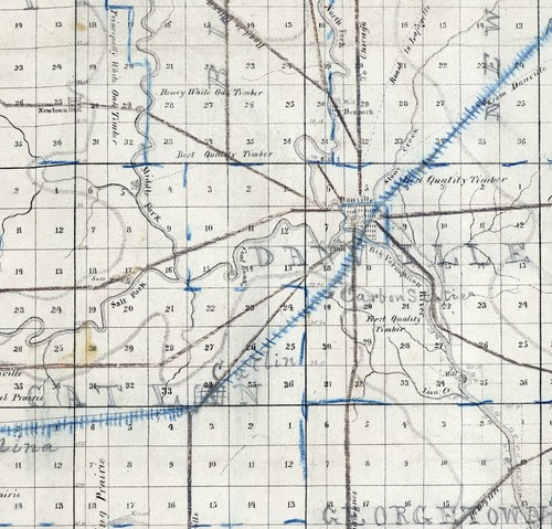 1850 Map of Vermillion County Illinois and Neighboring Indiana Counties ...