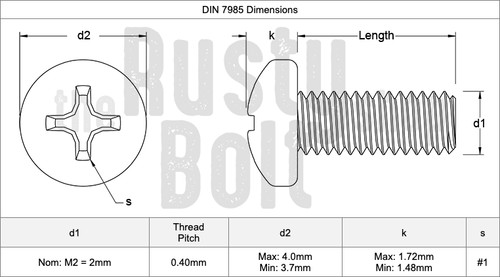 M2 x 5mm, Phillips Pan Head Screws, 18-8 Stainless Steel, Black Oxide ...