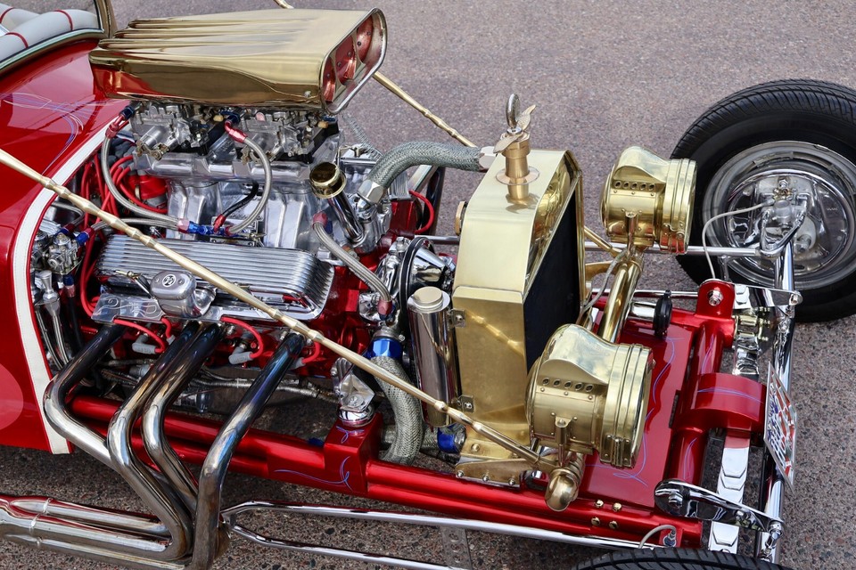 1927 Ford a Roadster Model T Bucket V8 350 Chevy Kit Car Replica Brass ...