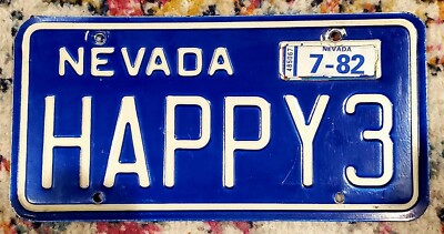 Vintage Nevada License Vanity Plate 1970s-1980s " HAPPY 3 " TAG... | eBay
