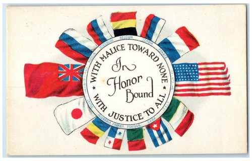 c1910's In Honor Bound With Malice Toward None Flags WWI Allies Antique ...
