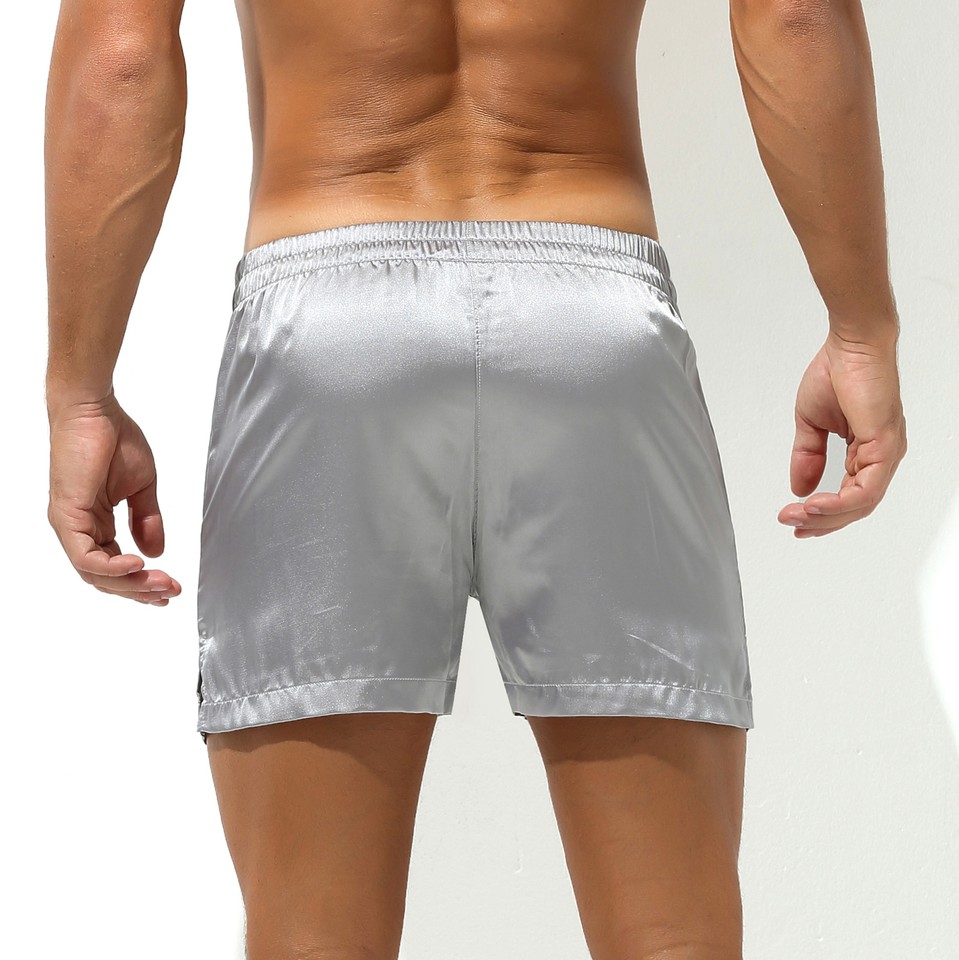 Mens Satin Silk Boxer Shorts Trunk Underwear Soft Stretch Casual Sleep ...