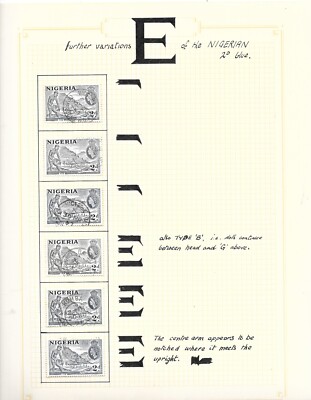 NIGERIA SPECIALIST ALBUM PAGE WITH 6 VARIATIONS OF LETTER 'E' SG72ce | eBay