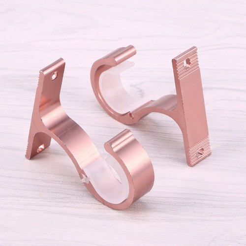 2 PCS Aluminum Alloy Curtain Rod Bracket Brackets Ceiling Double | eBay