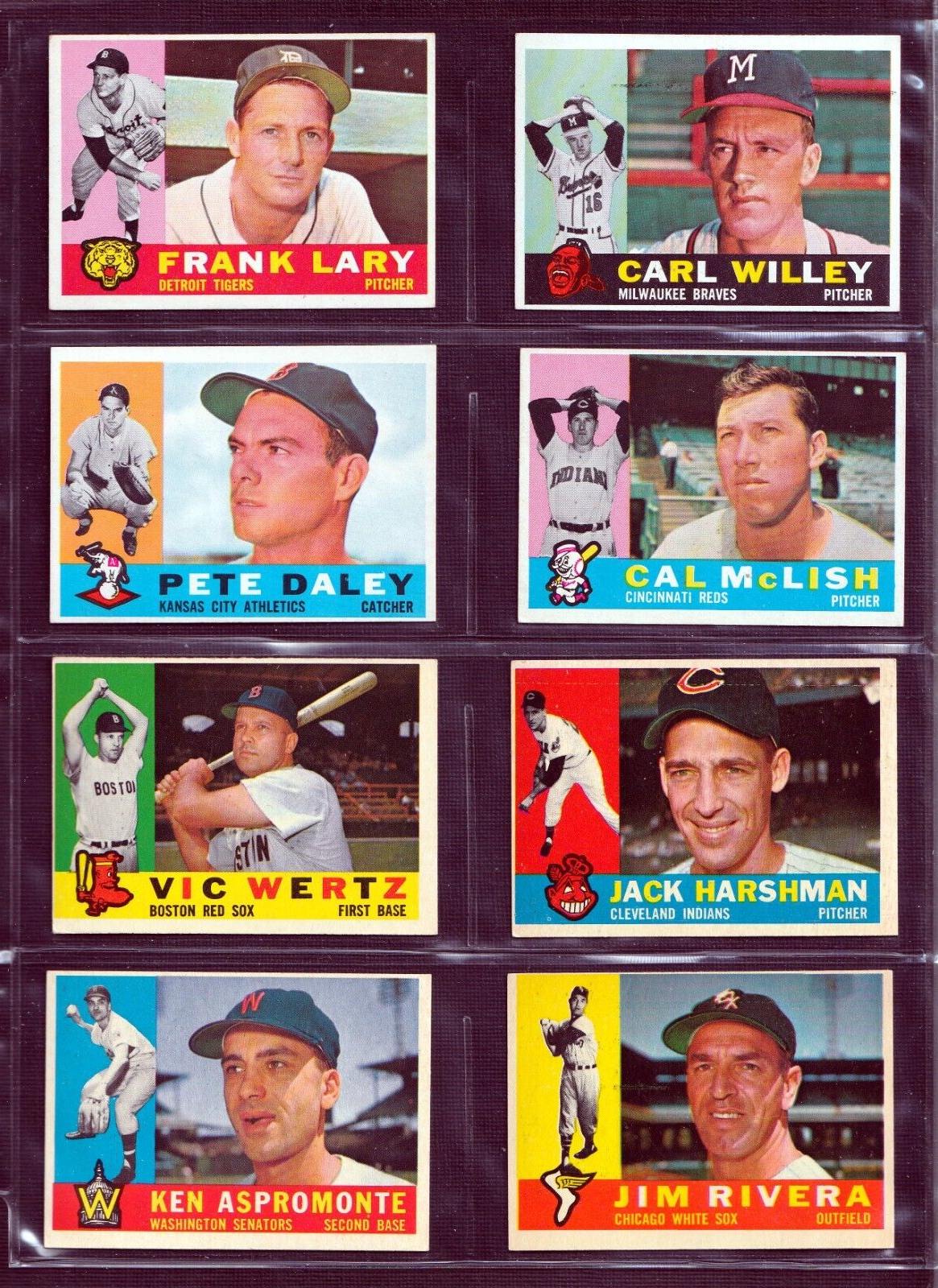 1960 Topps Baseball SET BREAK LOT OF 8 #85 107 108 110 111 112 114 116 ...