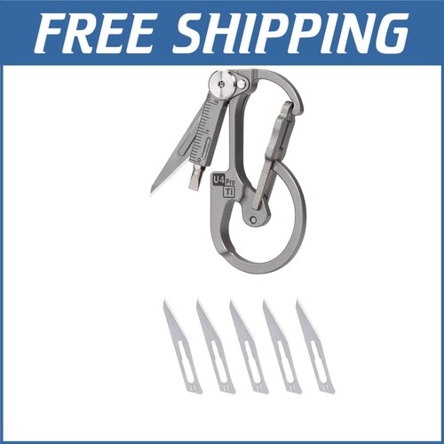 Pro+ Titanium Carabiner Keychain Knife - Compact EDC Multitool with ...