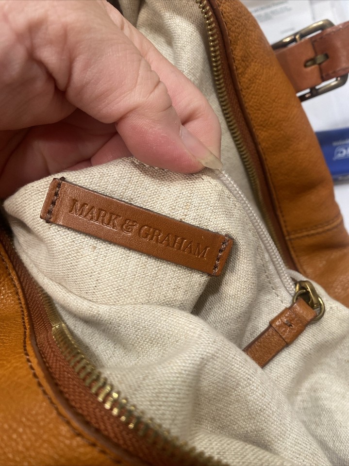 Mark and Graham Brooklyn Buckle Large Tan Brown Leather Satchel ...