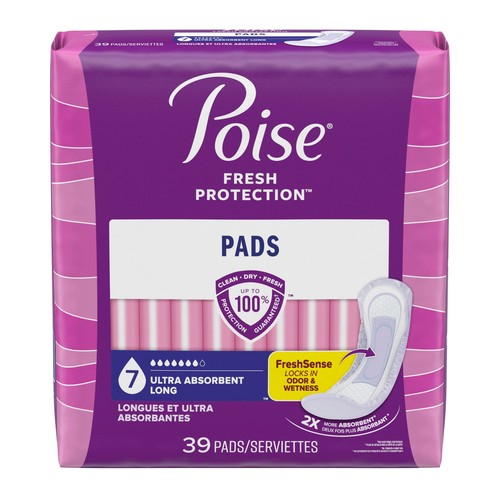 Poise Incontinence Pads & Postpartum Incontinence Pads, 7 Drop Ultra ...