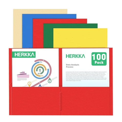 Two Pocket Folder, 100 Pack 2 Pocket Folders, Letter Size Paper Folders ...