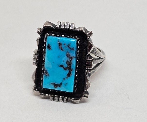 NAVAJO Sylvia Chee KINGMAN SpiderWeb TURQUOISE Sterli… - Gem