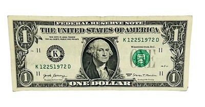 US One Dollar Bill - December 25, 1972 Christmas Date, Anniversary ...