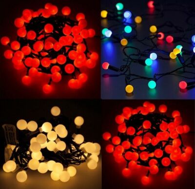 384 LED Cluster Berry Ball Xmas Bulb Fairy Lights Outdoor/Indoor Mains ...