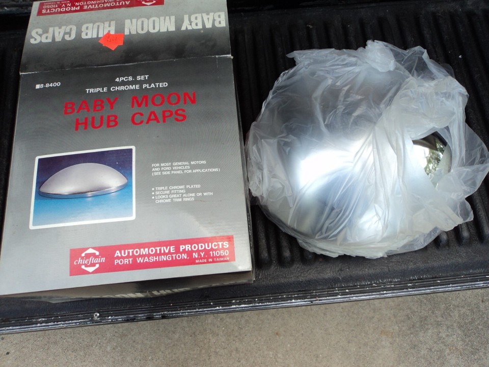 Vintage NOS Chieftain Automotive 8-8400 Baby Moon Hub Caps The Chrome ...