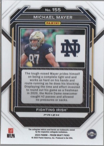2023 Panini Prizm Draft Picks "SILVER Holo" Michael Mayer RC #155 | eBay