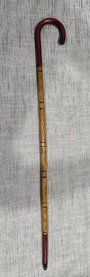Vintage Bamboo Style Walking Stick Cane 93cm long great patina metal ...