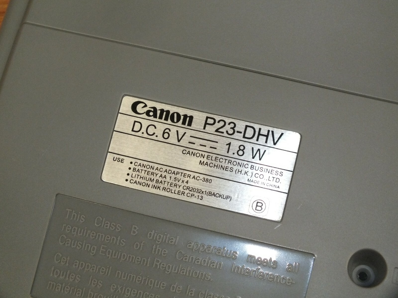 Canon (P23-DHV) Battery Powered 2 Color 12 Digit Desk Printing ...