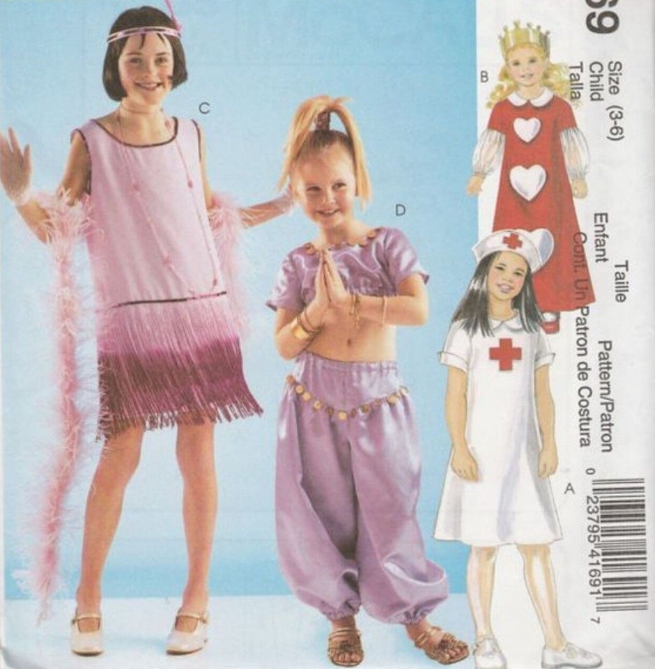 McCall's Sewing Pattern 4169 Costume Genie Nurse Flapper Queen Child 3 ...