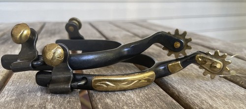 Women’s Roping Spurs 1/2” Band Western Horse Brass Trim Ladies AHE 026 ...