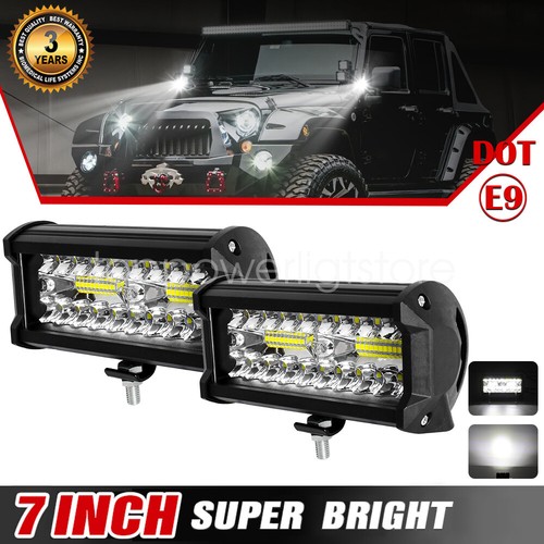 Pair 7inch Led Work Light Bar Spot Flood Reverse Fog Driving Lights 4WD ...