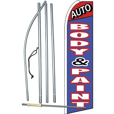 Auto Body & Paint Flag with Flag Pole and Spike | eBay