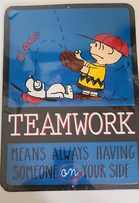 Charlie Brown Peanuts Metal Teamwork Sign 14" x 10" - New | eBay