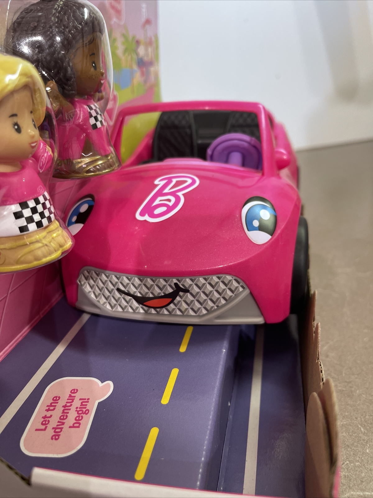 Fisher-Price Little People Barbie Convertible Toy Car with Music Sounds ...