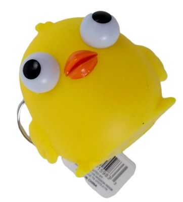 Bird Keychain Toy Squeezable Birdie Key Chain Ring Rubber Squeeze eyes ...