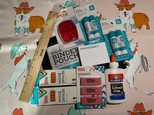 Basic School Supplies Bundle Scissors, Pencils, Sharpener, Glue, Eraser ...