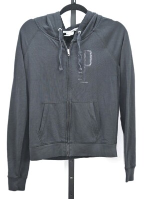 PINK Victoria's Secret full zip hooded jacket black size M RN#70817 | eBay