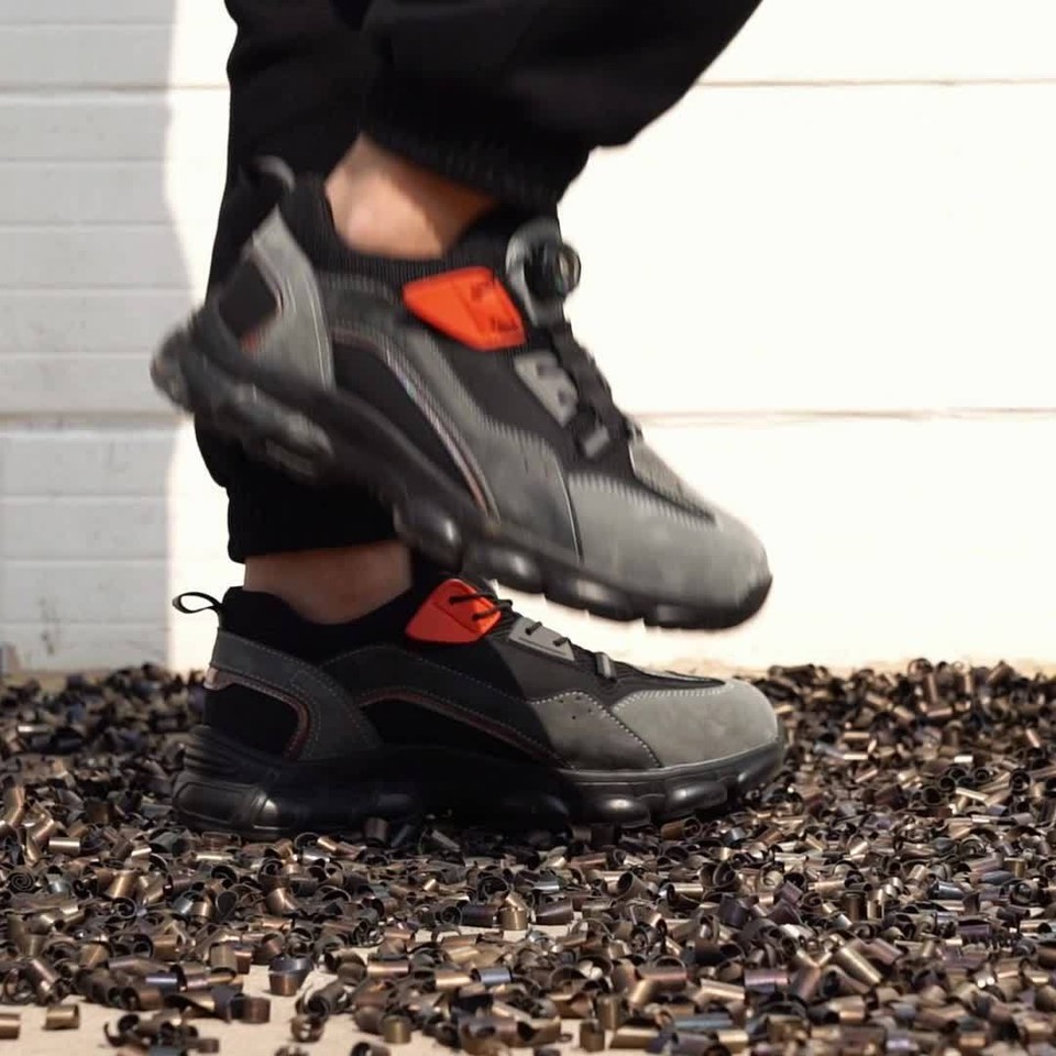 Men Steel Toe Boots Work Safety Shoes Rotating Buckle Puncture Proof ...