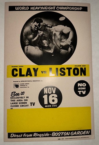 ORIGINAL Cassius Clay vs Sonny Liston 1964 Fight Poster Heavy Card ...