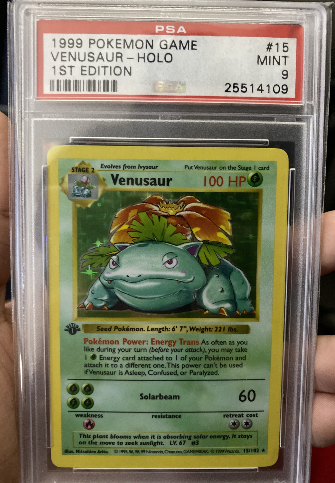 Pokemon Base Set 1st Edition Shadowless Venusaur 15/102 PSA 9 | eBay