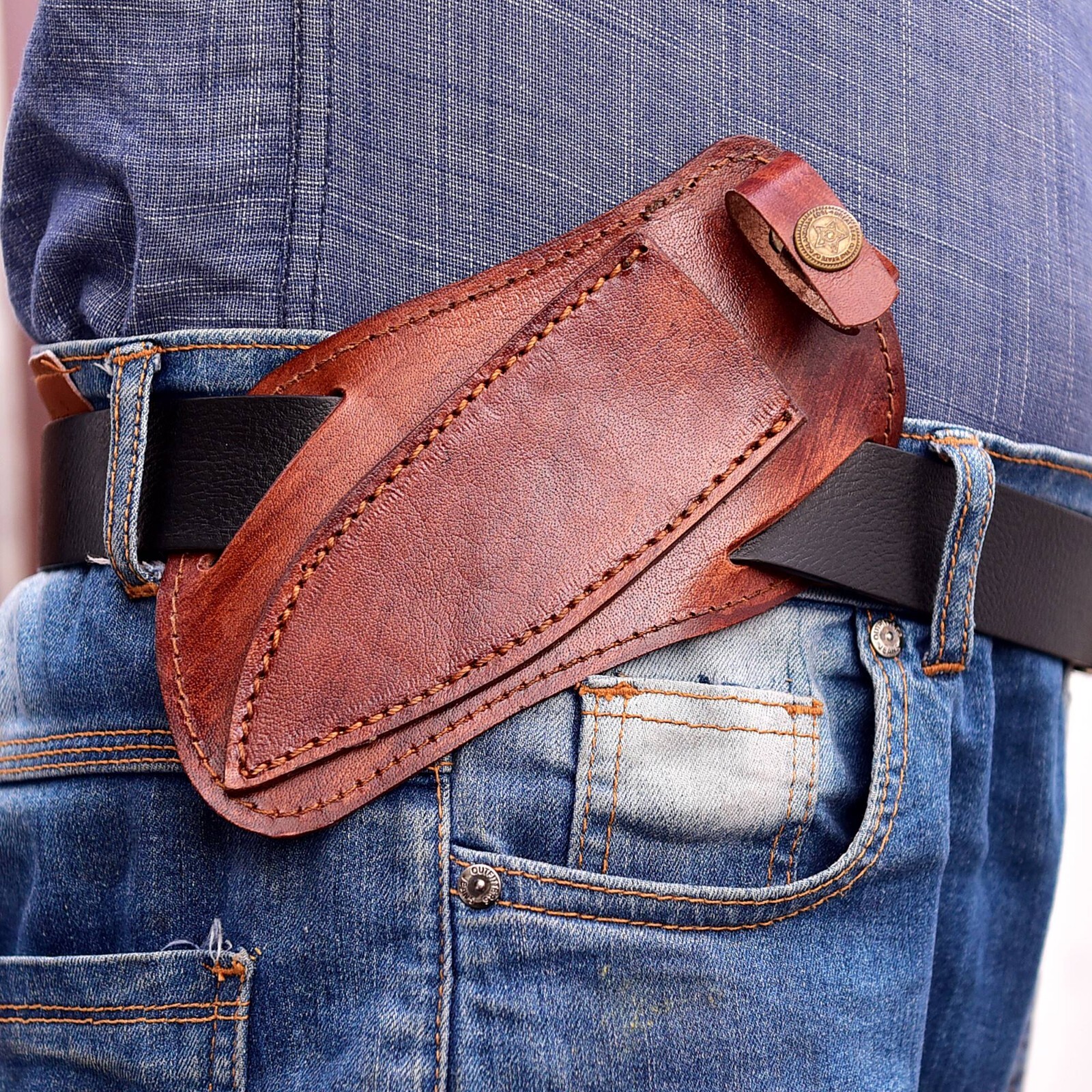 HANDMADE PURE LEATHER HAND CRAFTED BELT SHEATH HOLSTER FOR FIXED BLADE ...