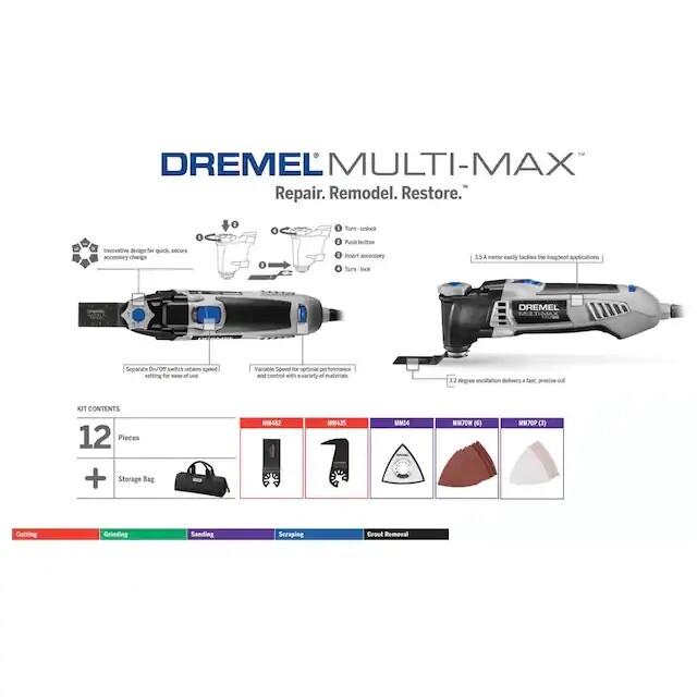 Dremel Multi-Max MM35 Corded Oscillating Multi-Tool Kit + Bonus ...