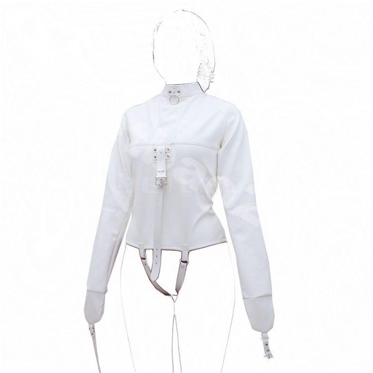 White Asylum Straight Jacket Costume S/M L/XL Body Harness Restraint ...