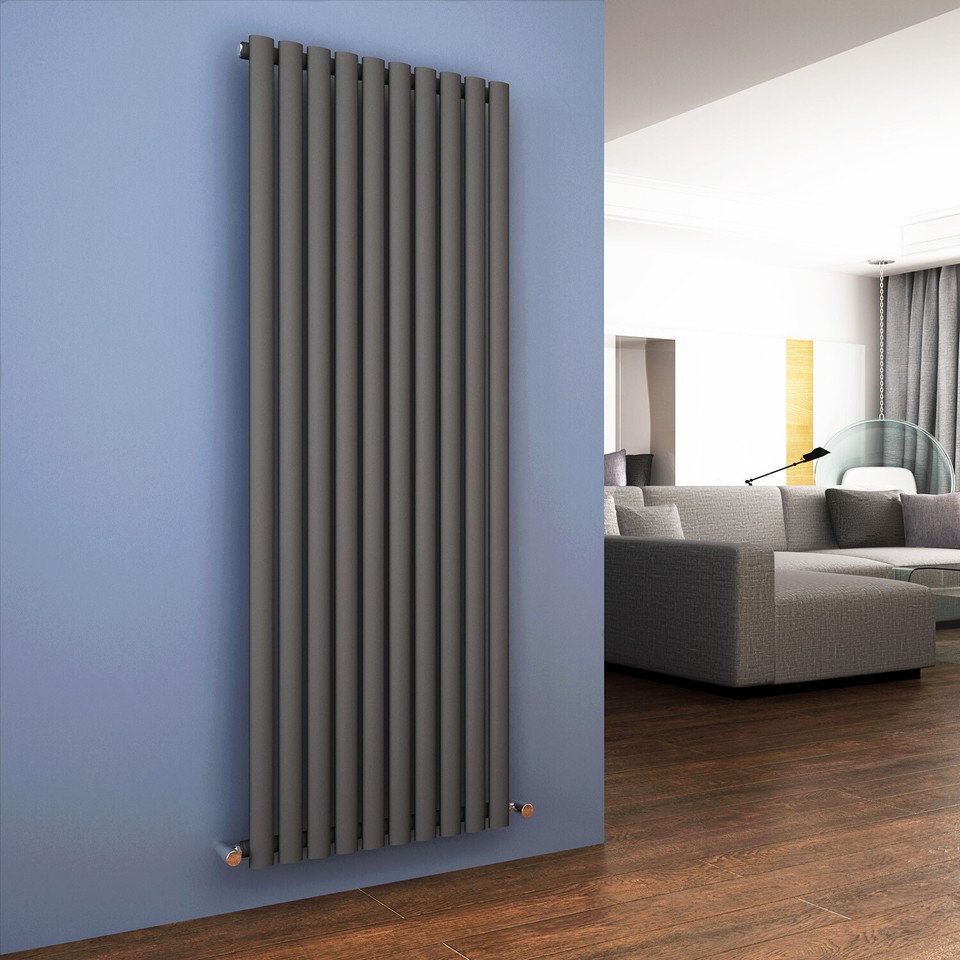 Anthracite Vertical Column Designer Radiator Mirror Double/Single ...