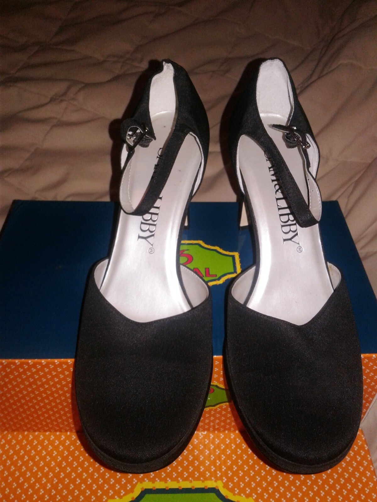 Sam & Libby Black Ankle Strap ANITA Size 8.5 - Gem