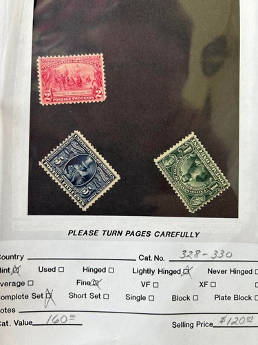 US Stamp Scott 328 328 330 - Mint - Lightly Hinged - Fine - Complete ...