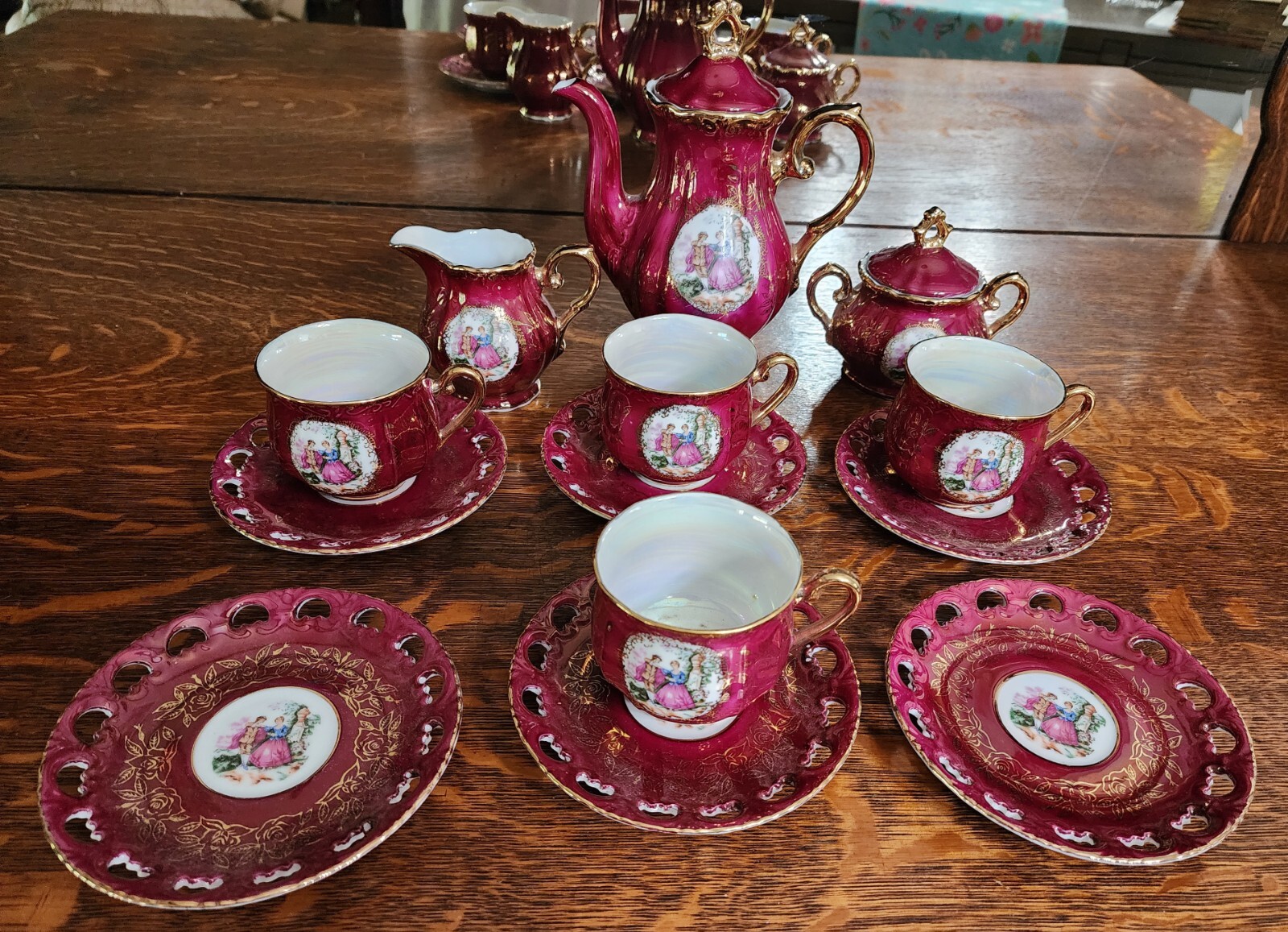 Vintage Fresh China Courting Couple 15pc Tea Set Opalescent Japan | eBay