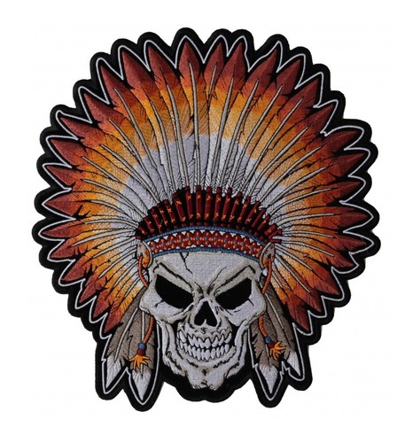Large Native American Chief Headdress Skull Embroidered Biker Patch | eBay