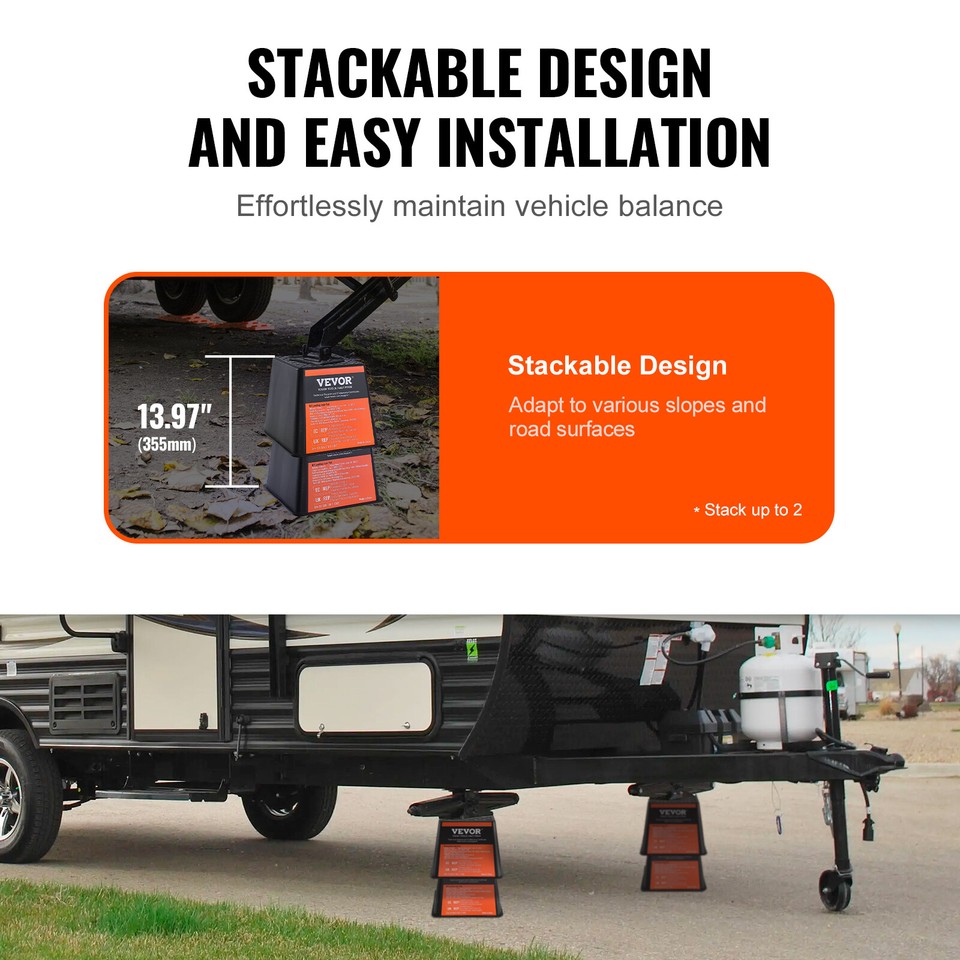 VEVOR 4 Trailer Jack Blocks 6000LBS RV Leveling Block RV Camper ...