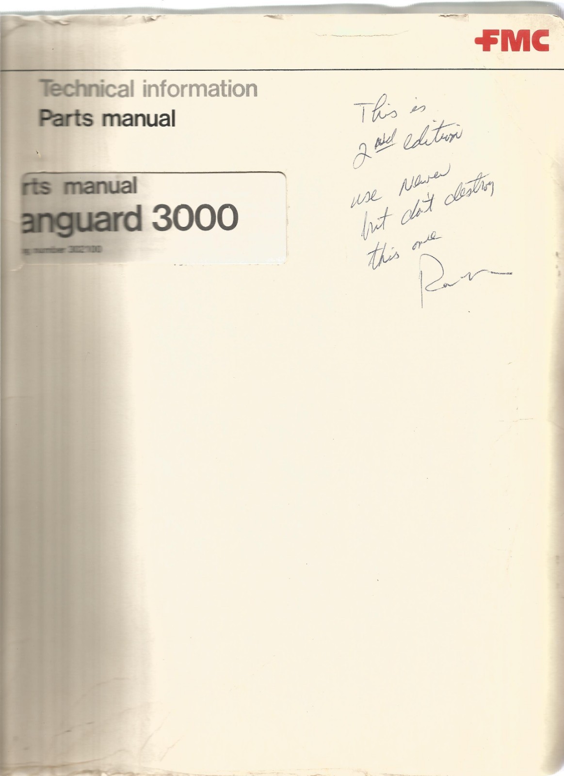 FMC Vanguard 3000 Street sweeper Parts Manual | eBay